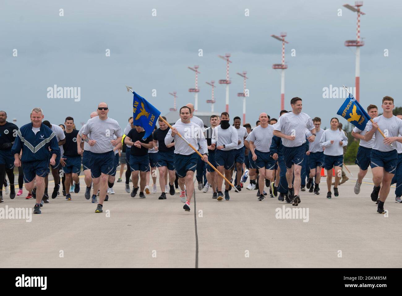 U.S. Air Force Airmen run on the flight line, May 24, 2021, at Ramstein ...