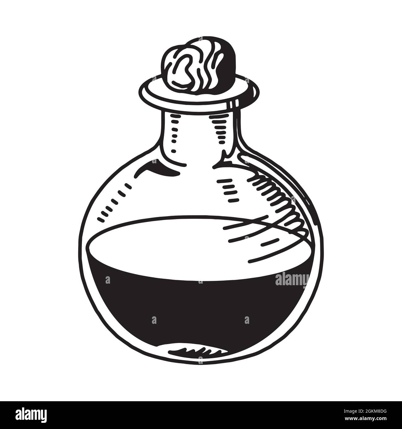 Magic poisonous potion in a flask with a skull. Witchcraft witch item ...