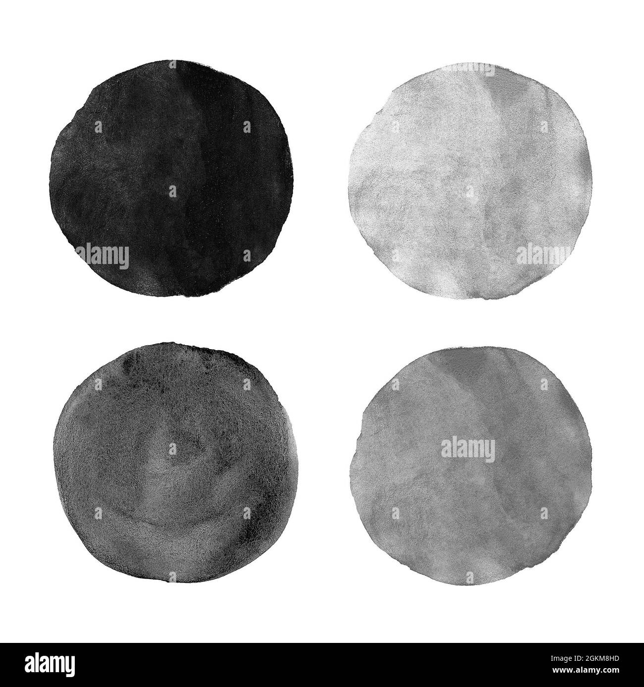 Beautiful grey watercolor circles design elements isolated on white ...