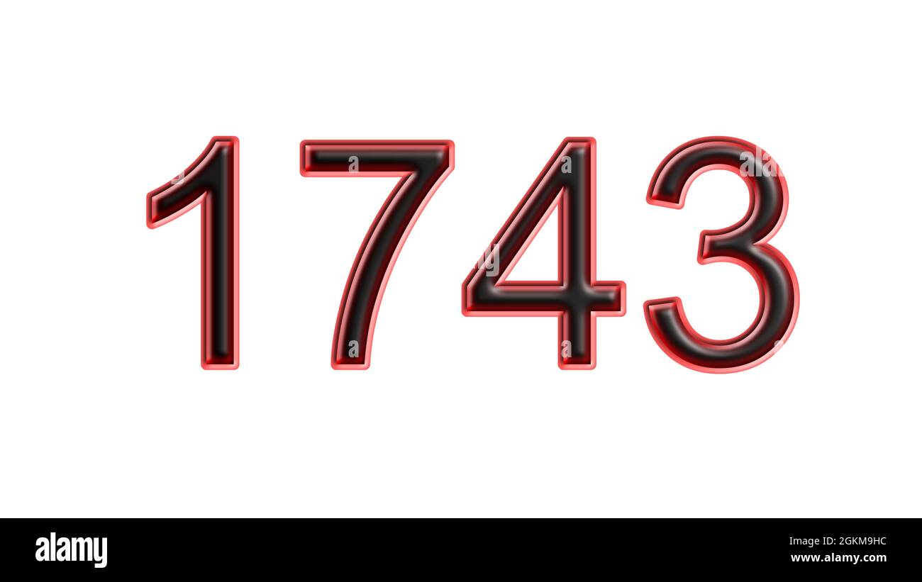 red 1743 number 3d effect white background Stock Photo - Alamy