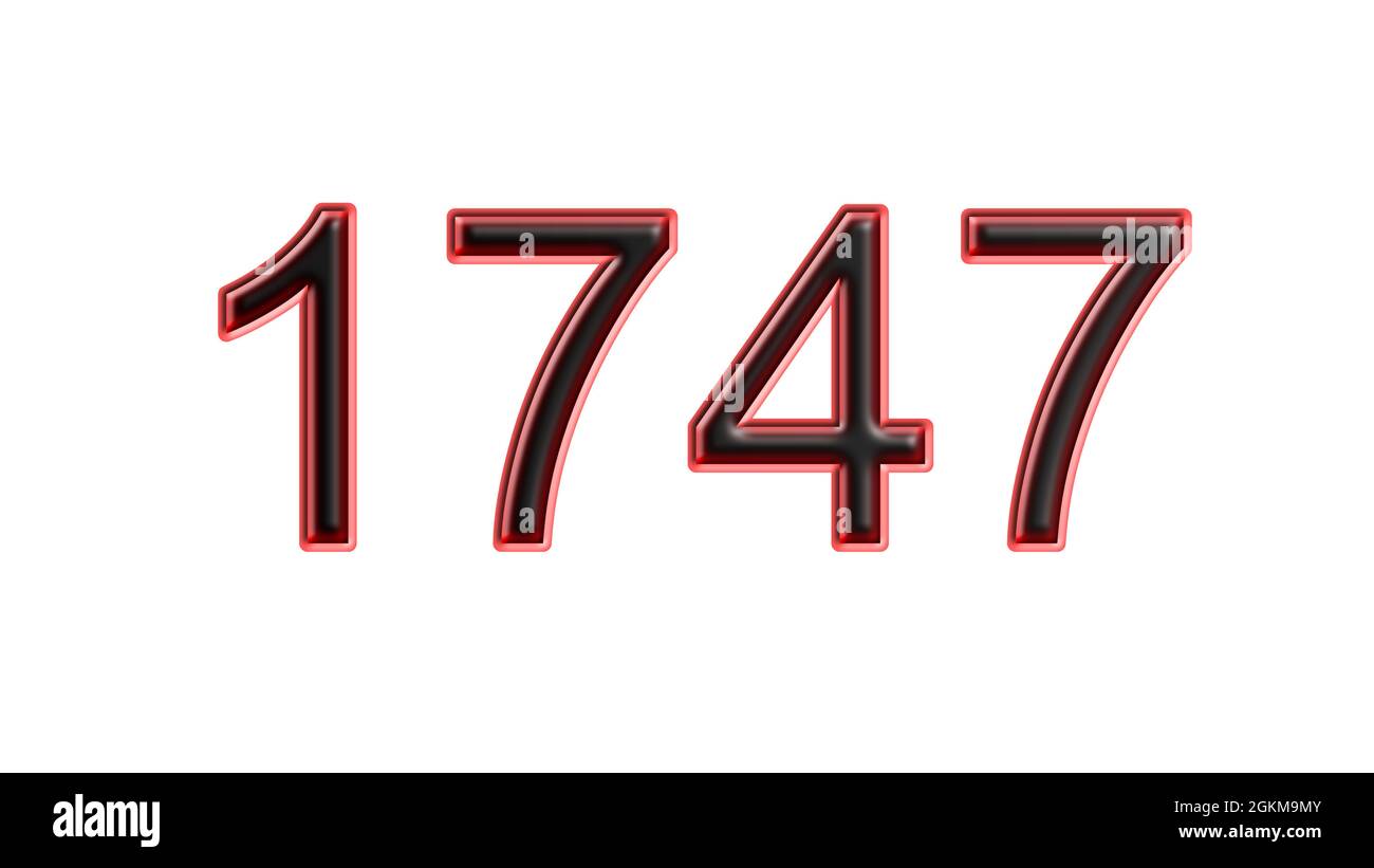 red 1747 number 3d effect white background Stock Photo - Alamy