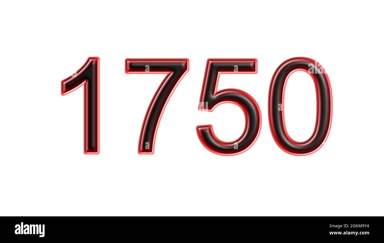 red 1750 number 3d effect white background Stock Photo - Alamy