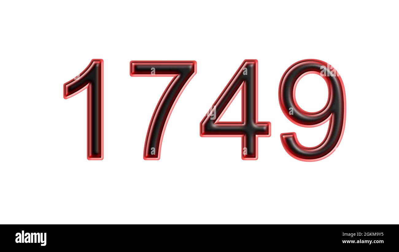 red 1749 number 3d effect white background Stock Photo - Alamy