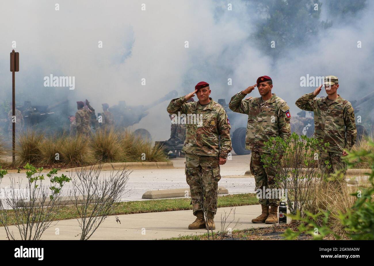 U.S. Army Paratroopers assigned to 82nd Airborne Division salute during ...