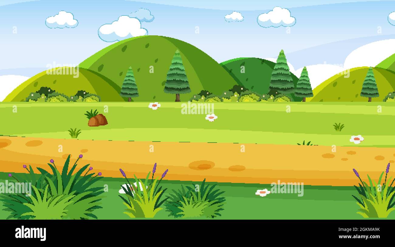 Empty nature park landscape scene illustration Stock Vector Image & Art ...
