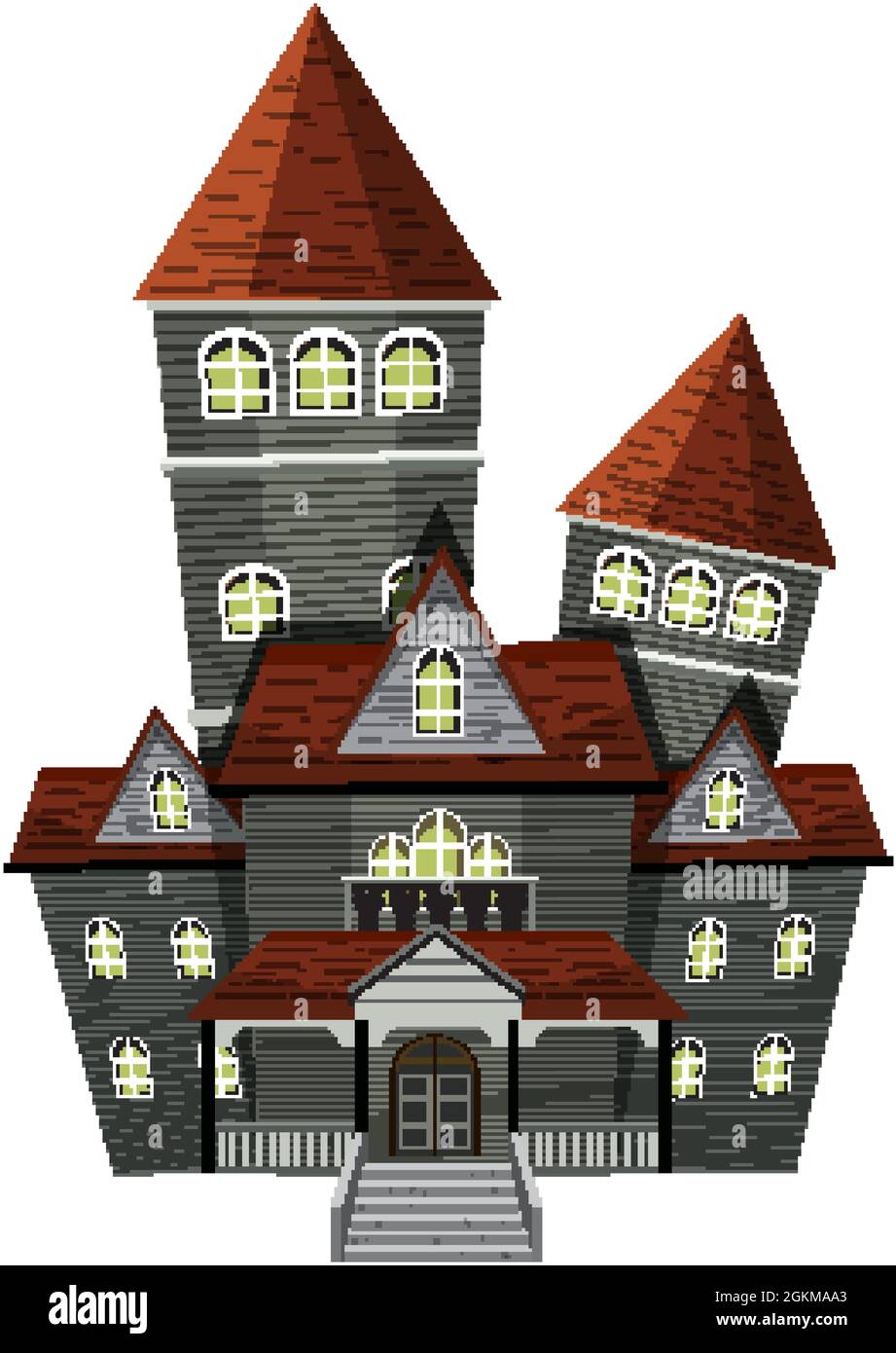 Isolated haunted mansion facade illustration Stock Vector Image & Art ...
