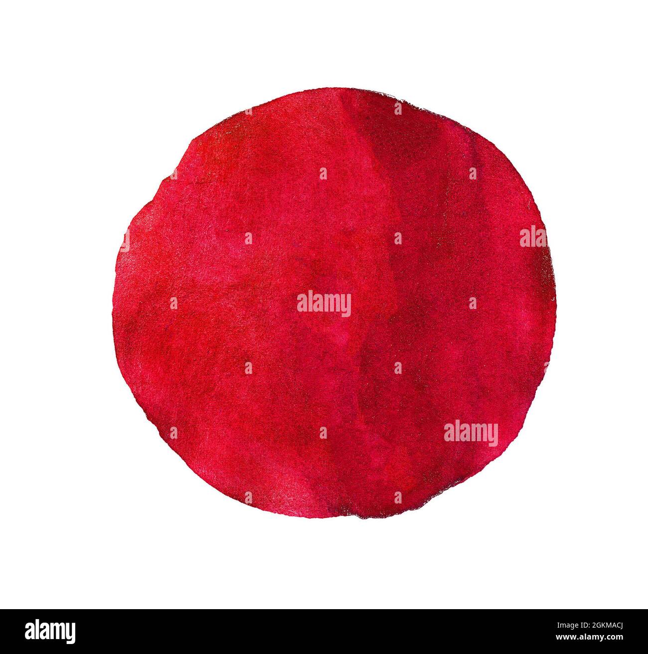Abstract red or pink watercolor painted circle isolated on white ...