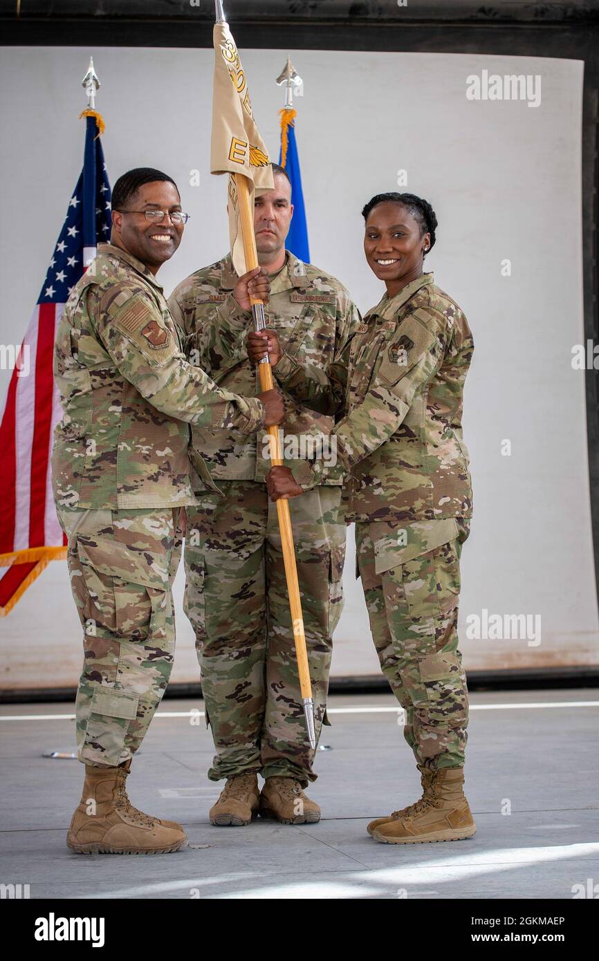 U.S. Air Force Maj. Monica L. Mason (right), incoming 380th ...