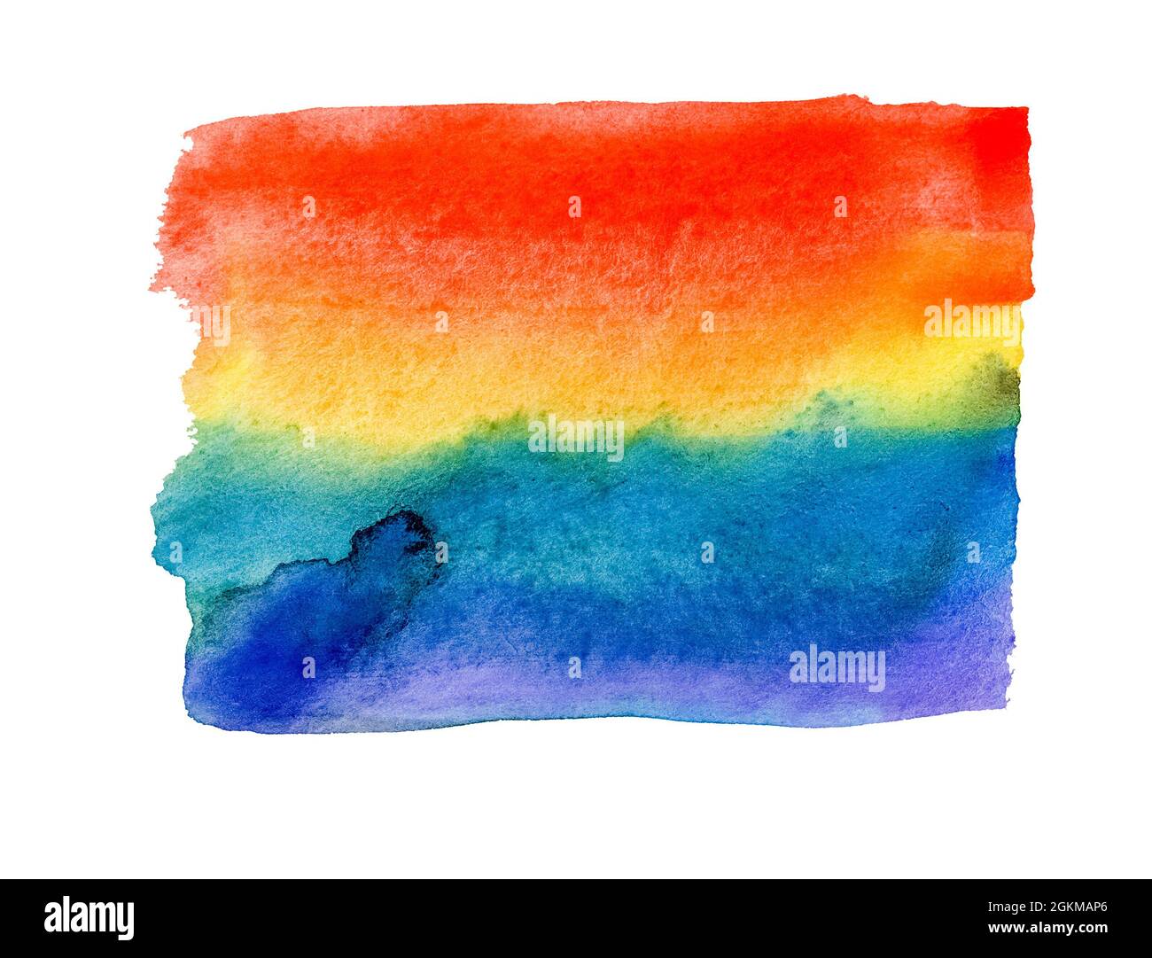Seven rainbow colored watercolor paint strokes isolated on white ...