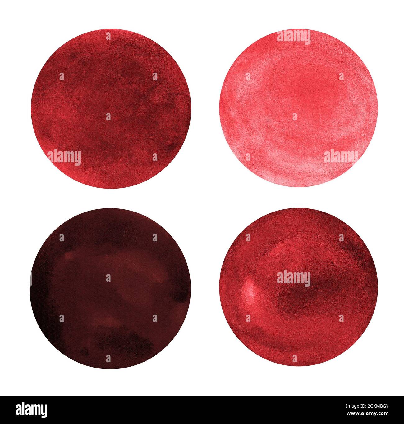 Beautiful red watercolor circles design elements isolated on white ...