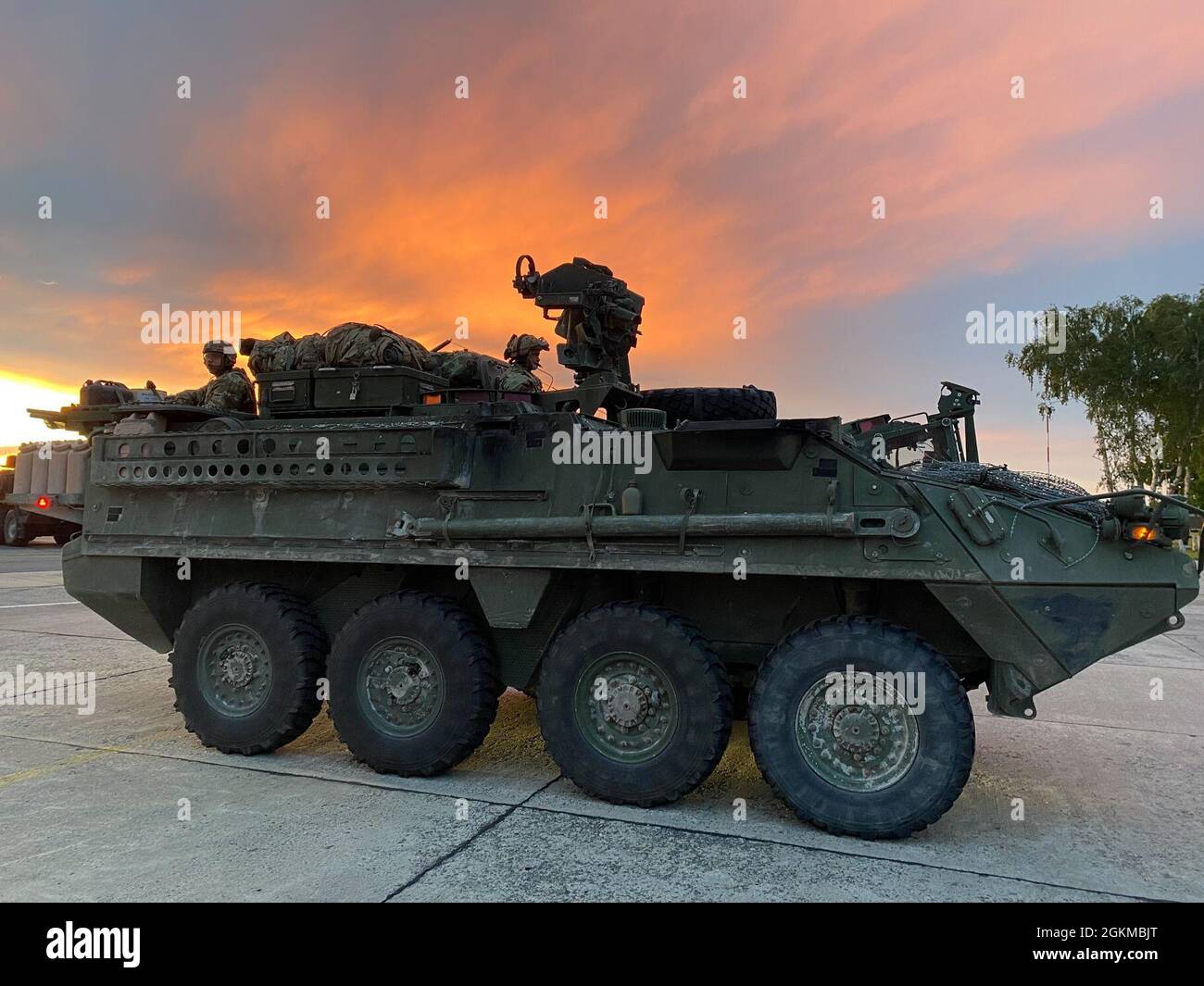 A Stryker Infantry Carrier Dragoon from 2d Squadron, 2d Cavalry ...