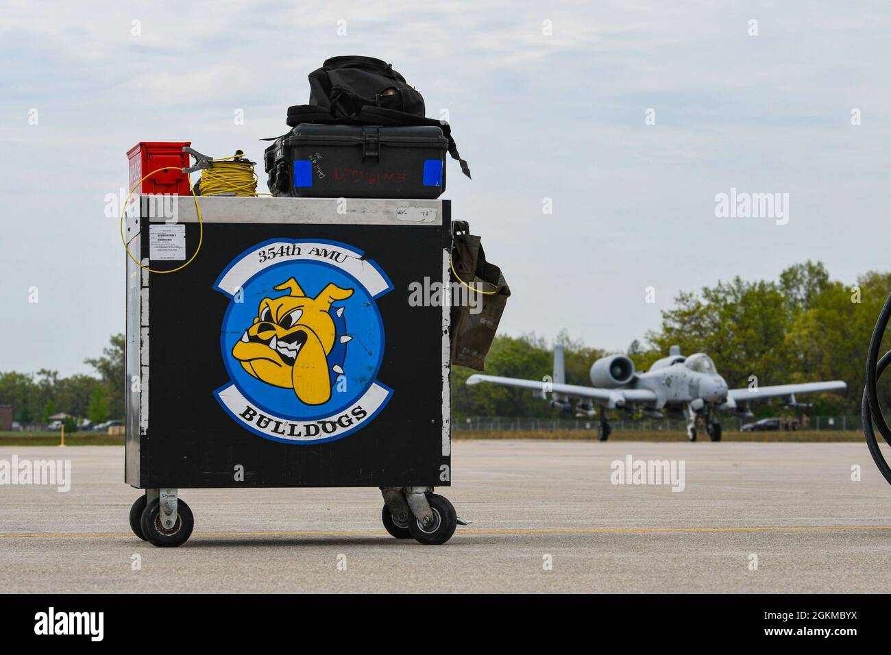 A tool box sits near a U.S. Air Force A-10 Thunderbolt II at Alpena ...