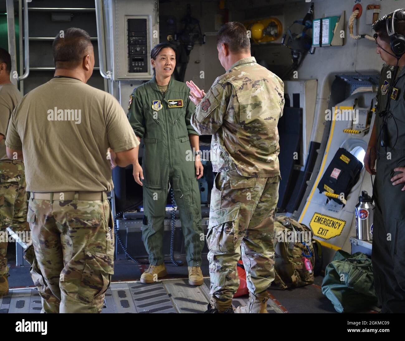 Lt. Col. Blythe Jeanne Itoman, 204th Airlift Squadron C-17 pilot, meets ...