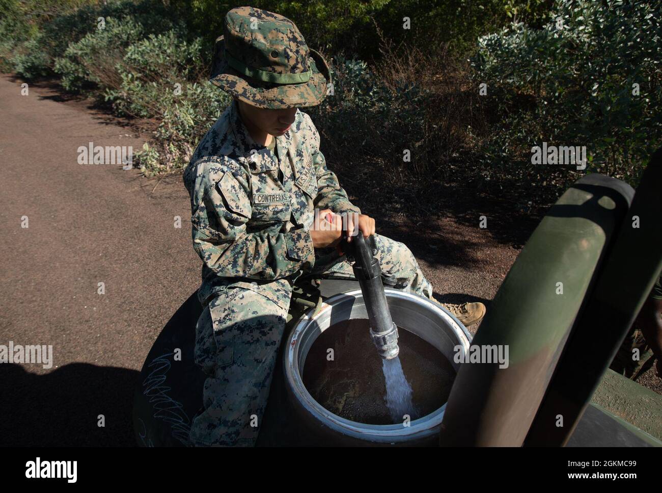 U.S. Marine Corps Cpl. Karina Contreras, a motor vehicle operator, with ...