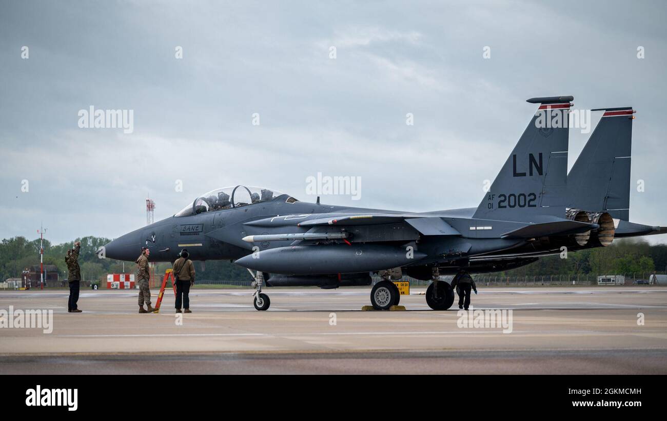 U.S. Airmen assigned to 48 AMXS or 494th AMU conduct pre-flight checks ...