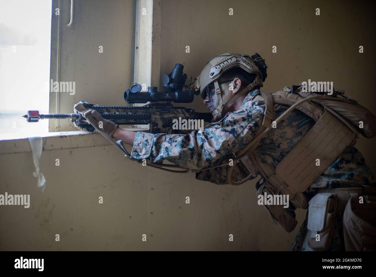 A U.S. Marine with Bravo Company, Battalion Landing Team 1/1, 11th ...