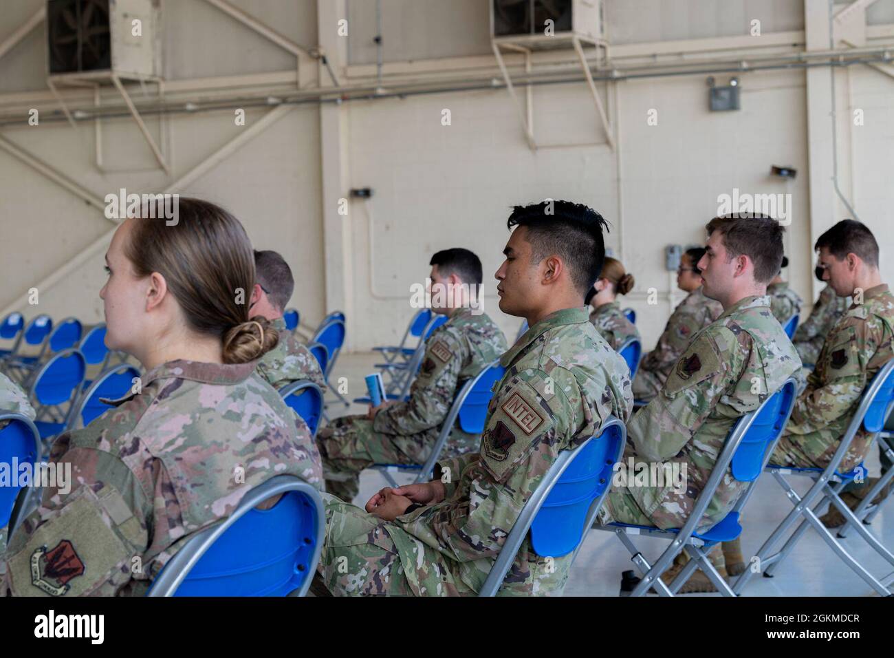 U.S. Air Force Airmen assigned to the 347th Rescue Group watches a ...