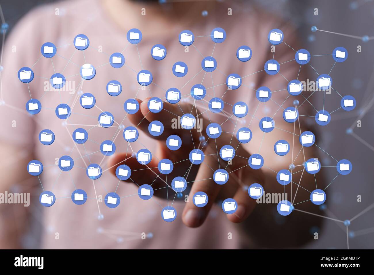 3d Rendering Of Data Network With Connected Computer Folder Symbols 3216