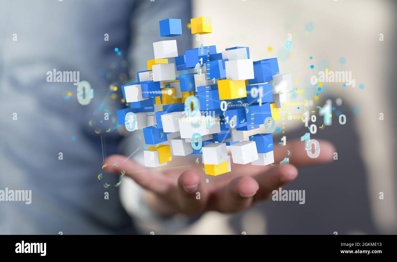 3d rendering of online data infrastructure concept with an abstract ...