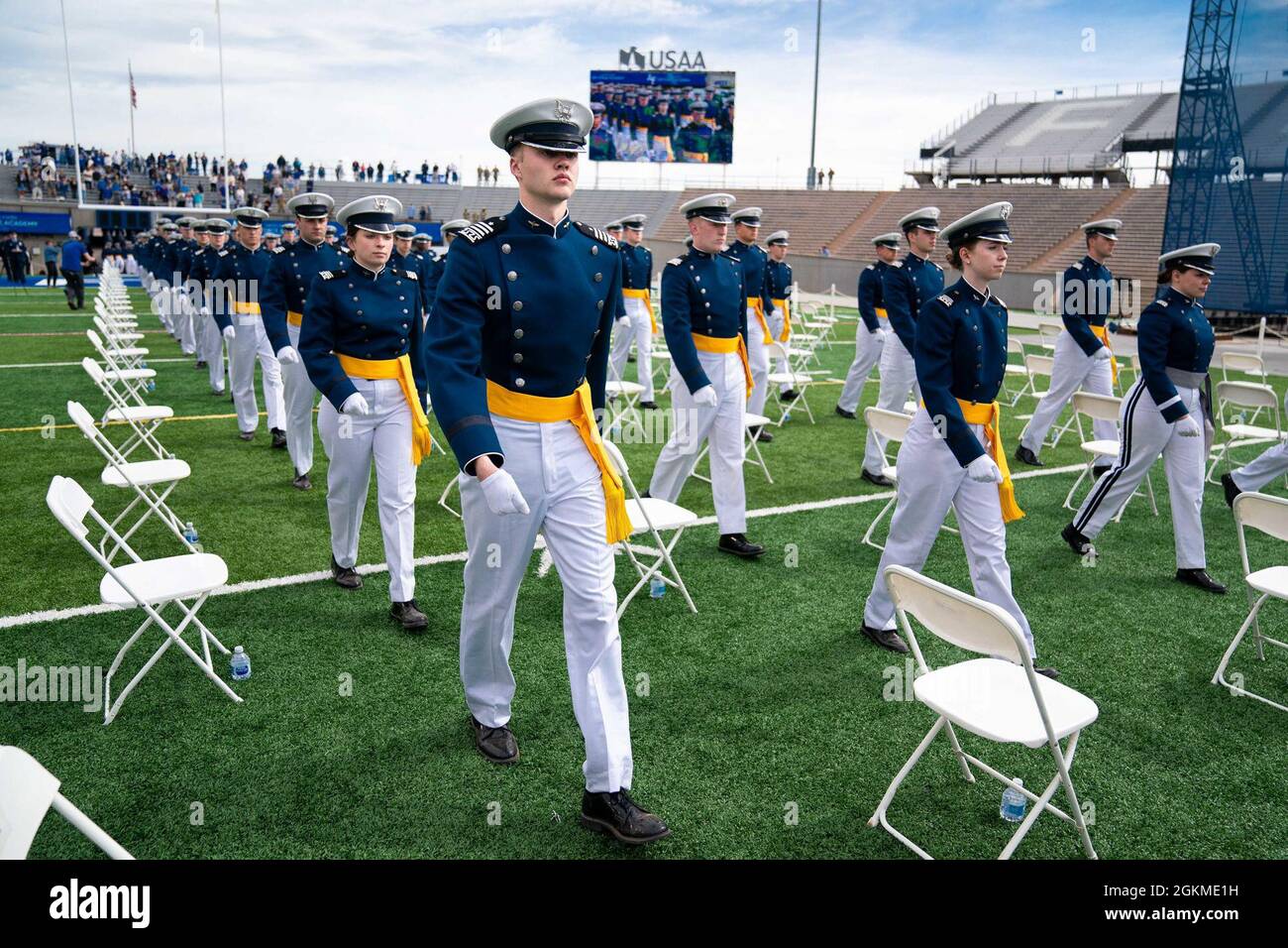 U.S. Air Force Academy cadets graduate during a ceremony at the U.S ...