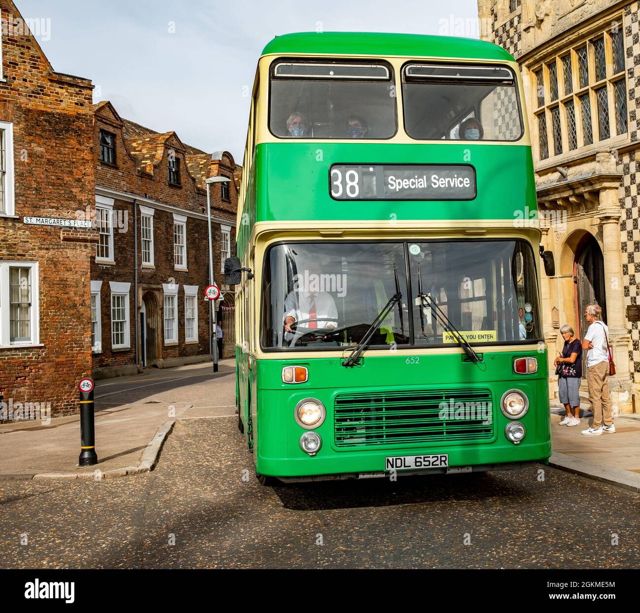 Bright green vintage double decker bus giving free rides around King's ...
