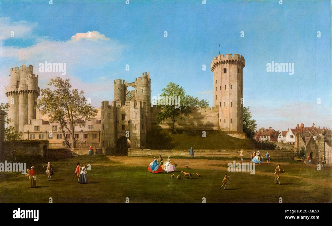Warwick Castle, East Front from the Outer Court, painting by Canaletto ...