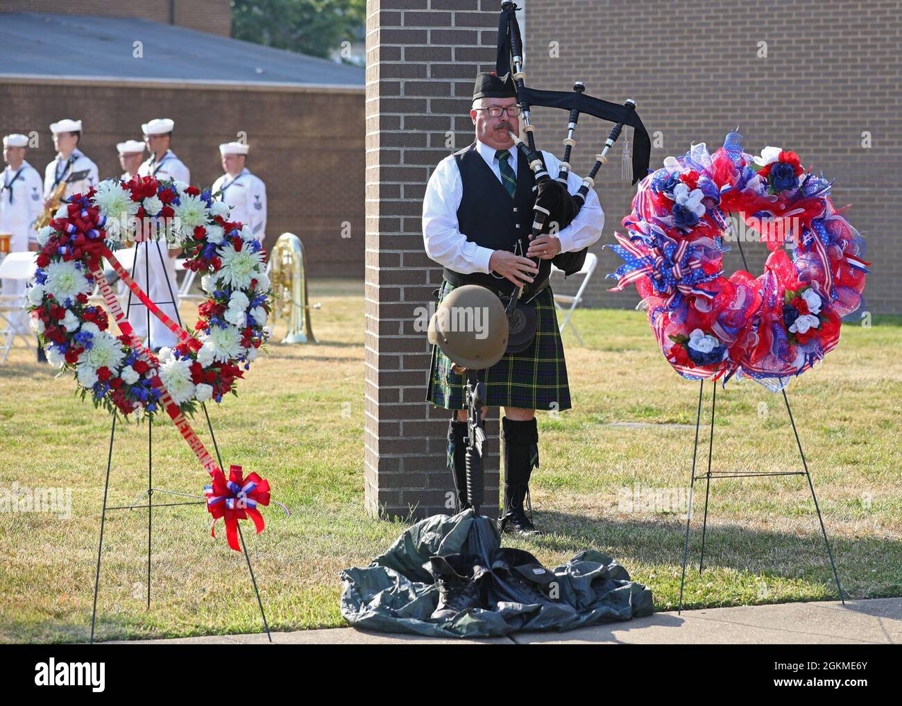 Tom Metz, a bagpiper and retired Lt. Col. from the United States Army ...