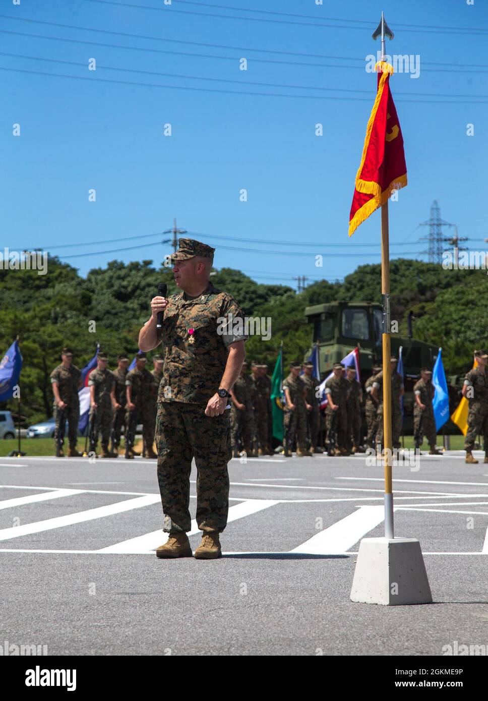U.S. Marine Corps Col. Michael J. Roach, outgoing commanding officer ...