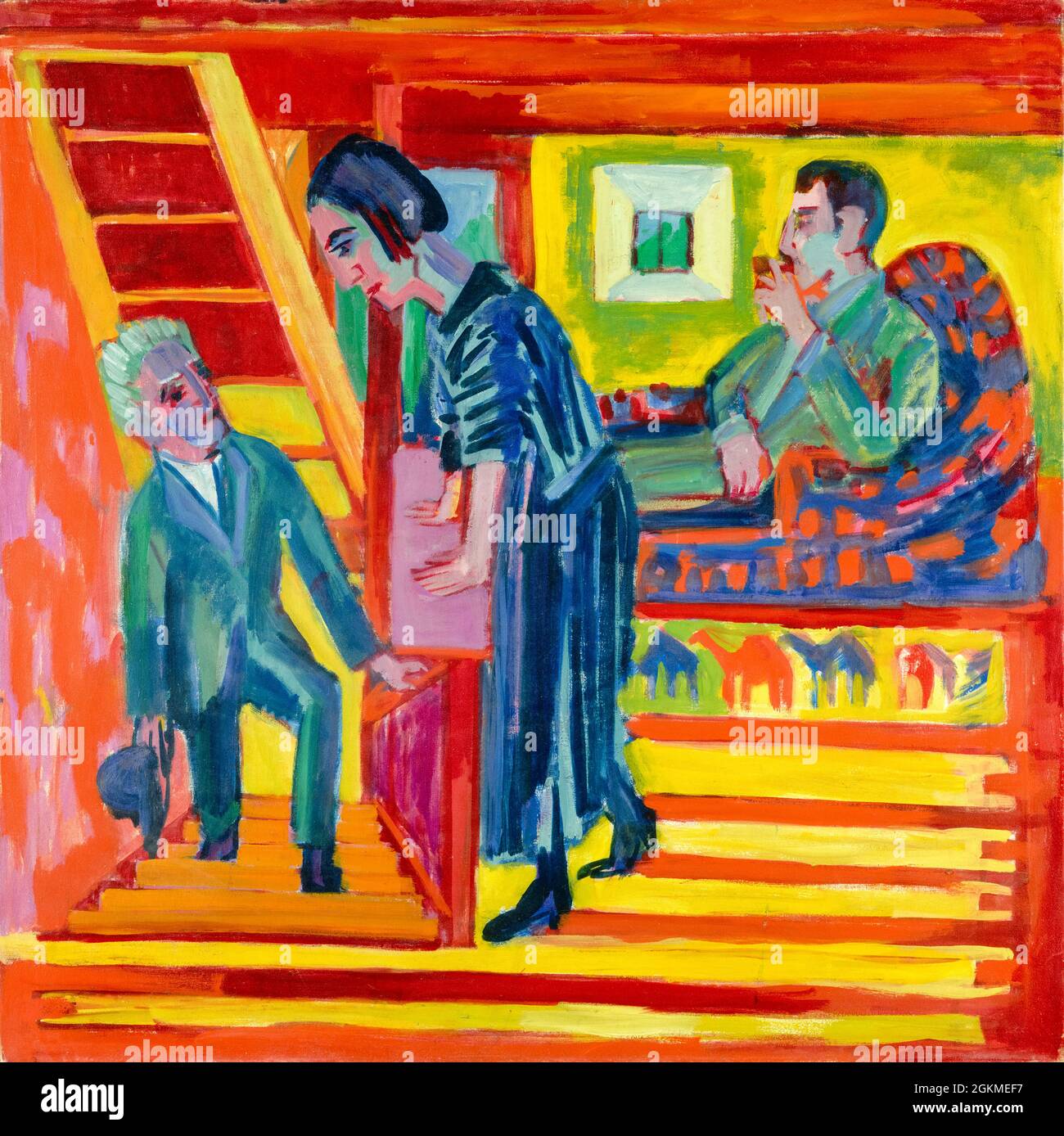 Ernst Ludwig Kirchner, painting, The Visit; Couple and Newcomer, 1922 ...