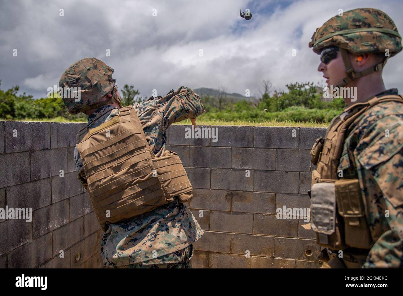 U.S. Marine Corps Lance Cpl. Dayan Morin, left, a motor transportation ...