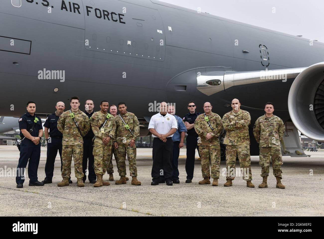 Members from the 87th Civil Engineer Squadron fire department stand ...