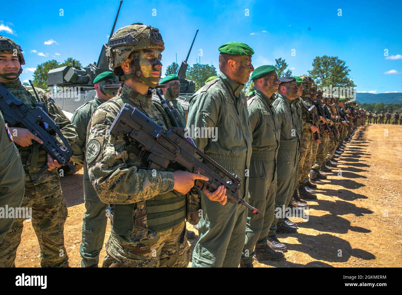 Croatian soldiers stand in formation with U.S. Troopers with the 2nd ...