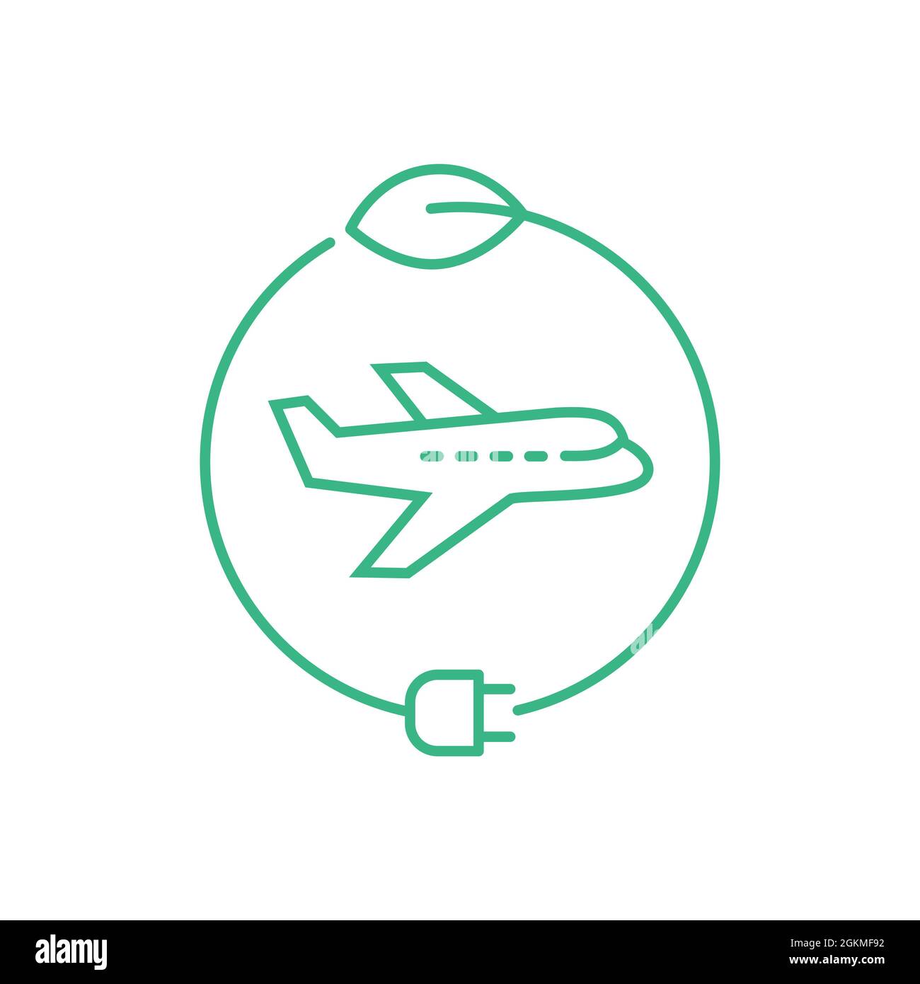 Electric plane line icon. Aircraft powered by electricity. Green ...