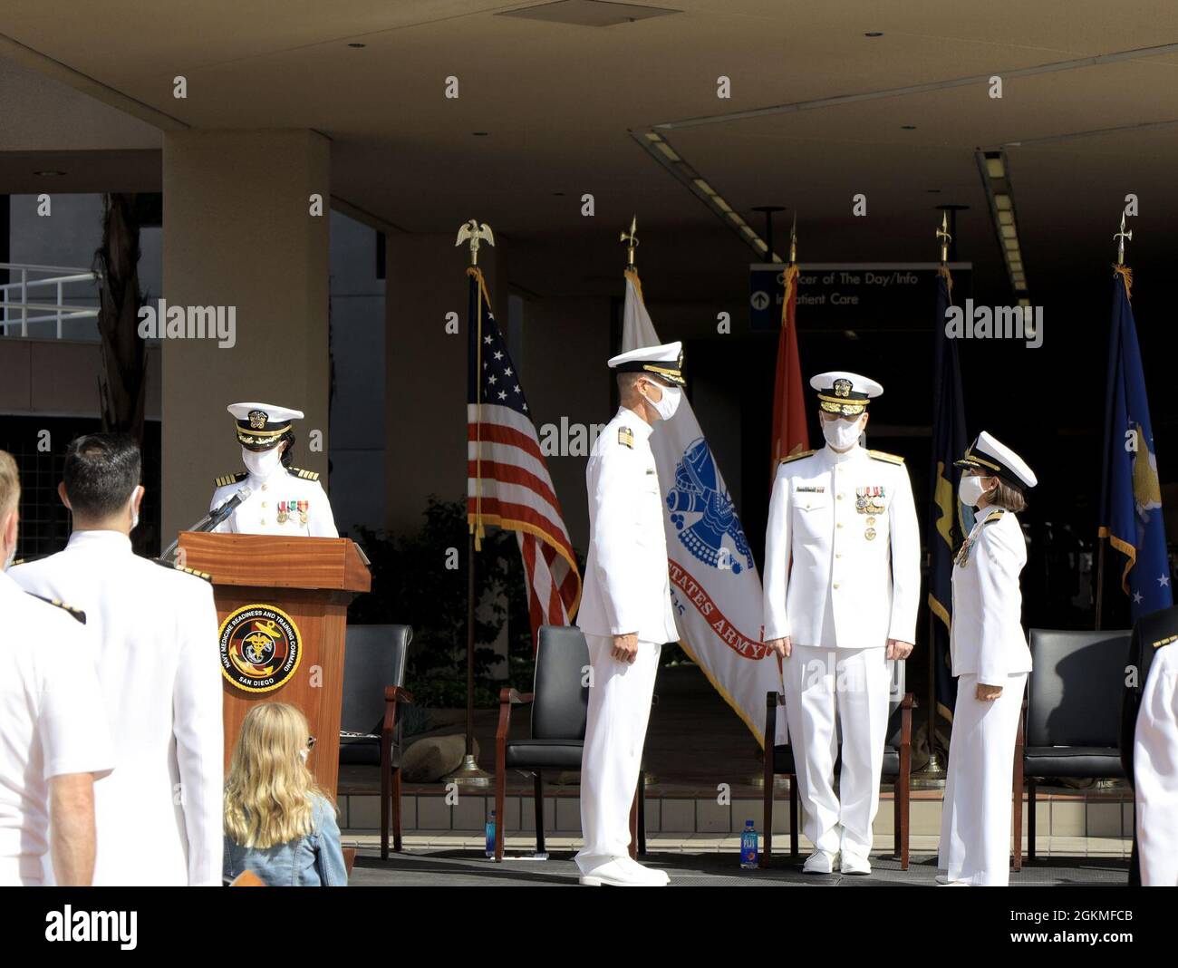 Capt. Kimberly Davis salutes as she takes the helm of Navy Medicine ...