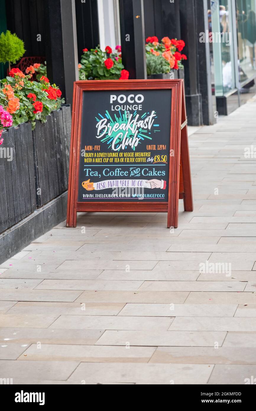 Exterior menu board outside Poco Bar in King's Lynn Stock Photo - Alamy