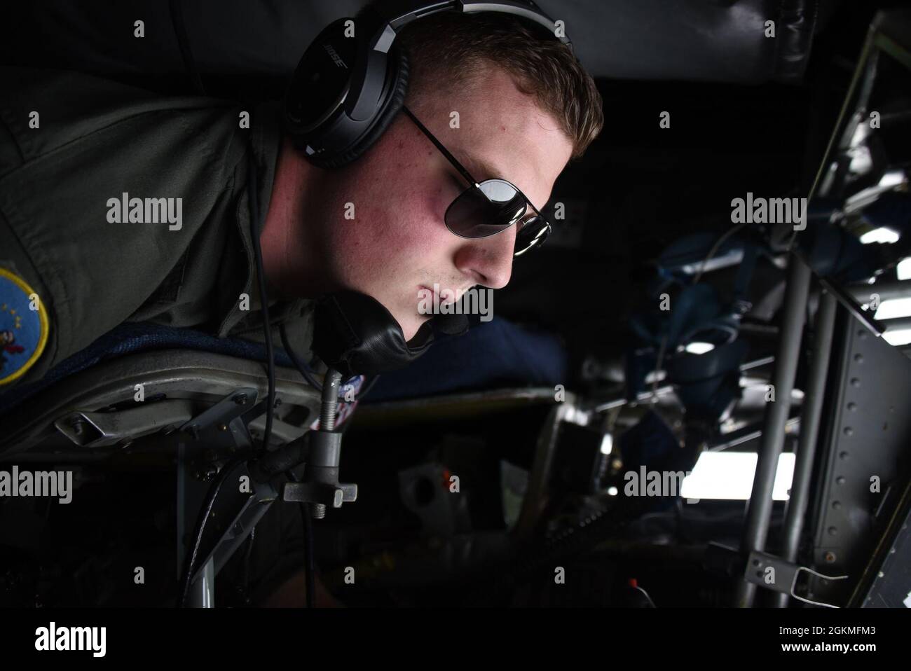 Airman 1st Class Tristan Miller, a boom operator with the Ohio Air National Guard’s 121st Air ...