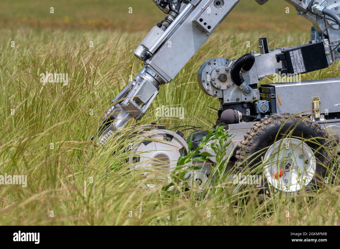 An F6A explosive ordnance disposal robot locates a simulated explosive ...