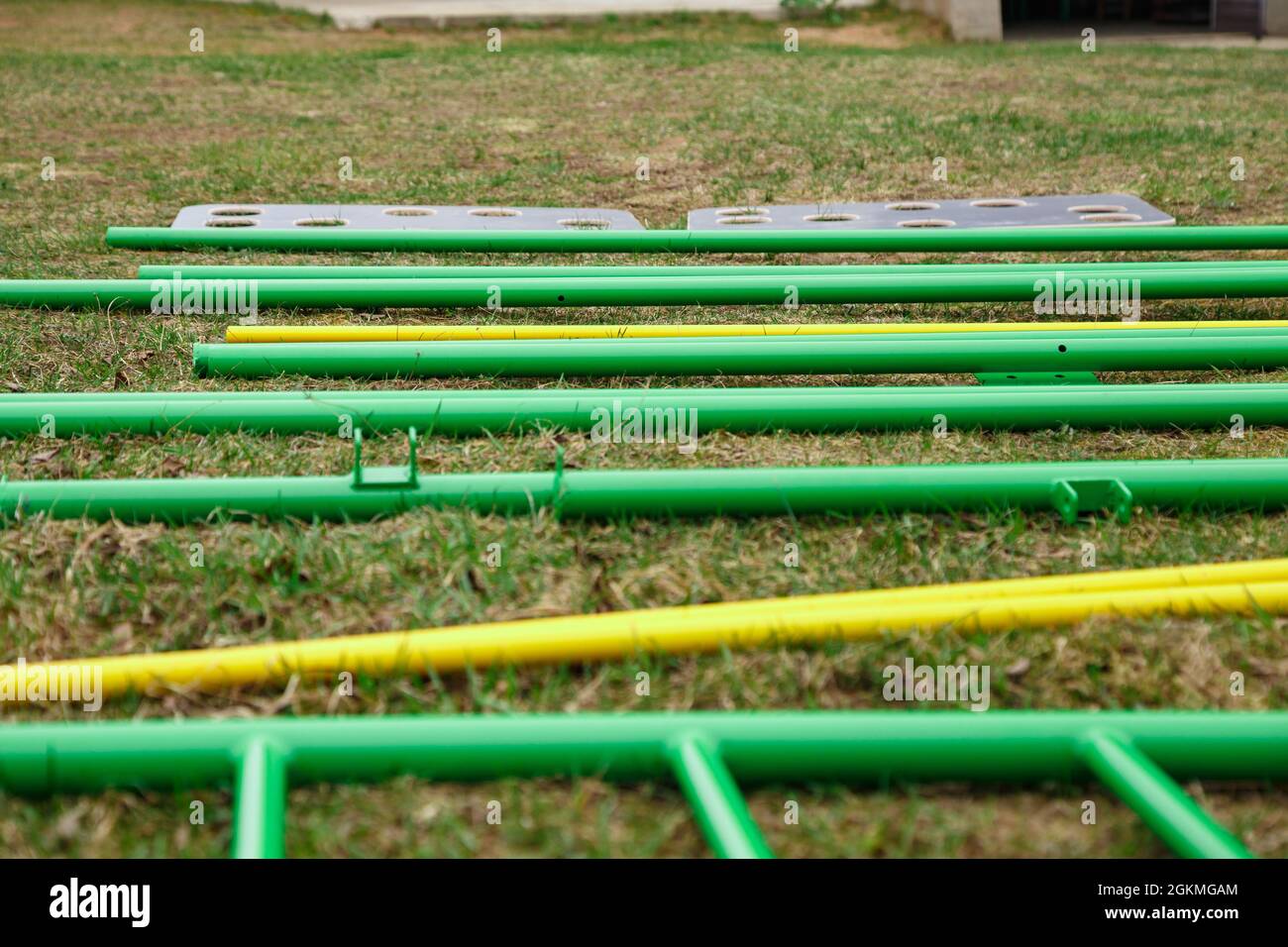 The metal details of playground on the ground Stock Photo - Alamy