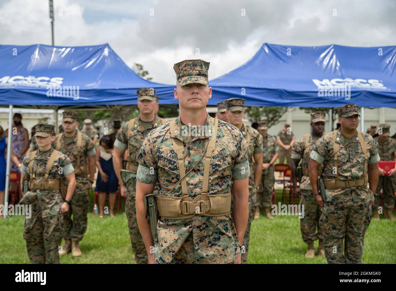 U.S. Marines with Marine Air Control Squadron (MACS) 4 staff, form for ...