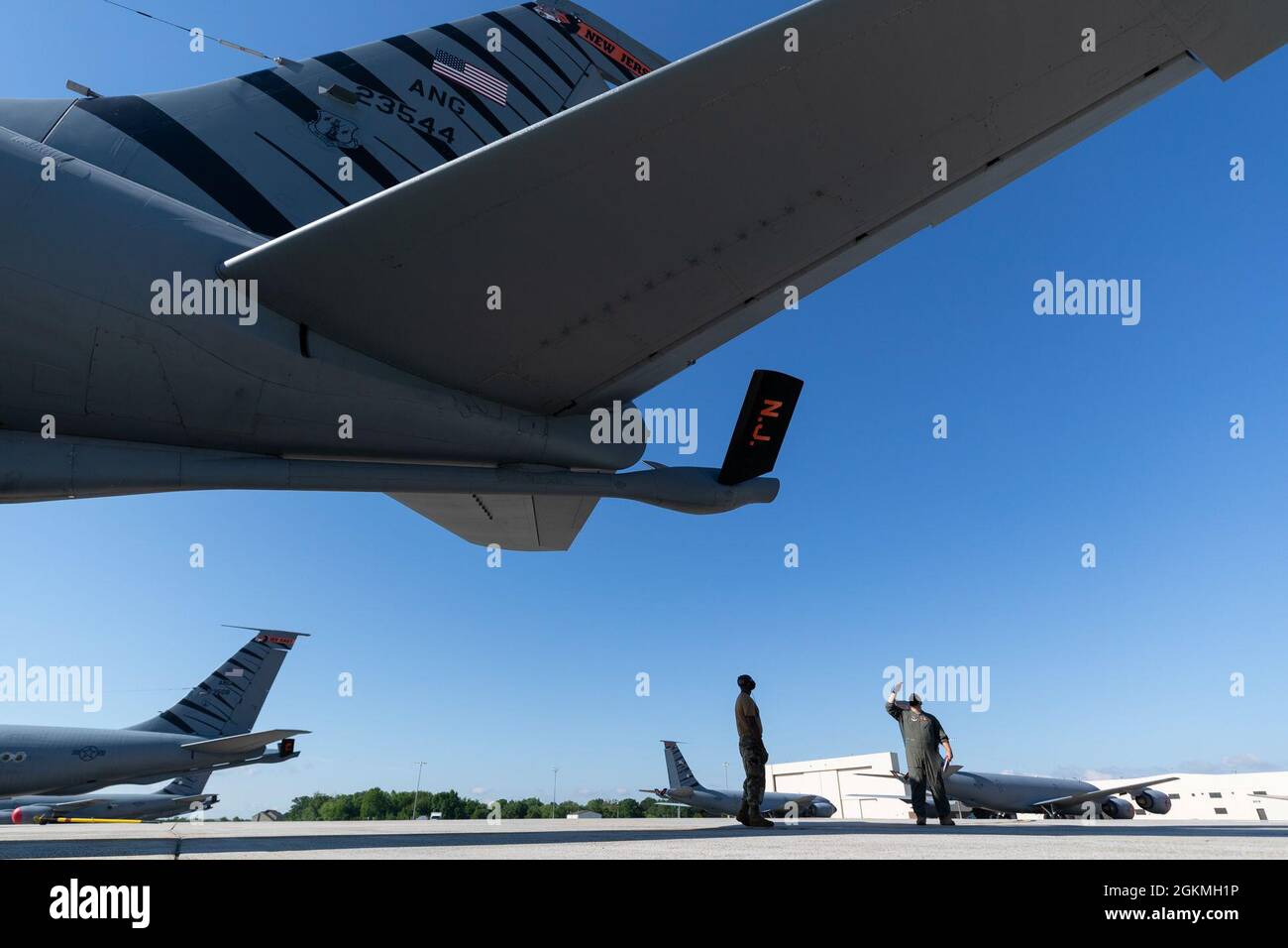 U.S. Air Force Lt. Col. Matthew Brito, right, a KC-135R Stratotanker ...