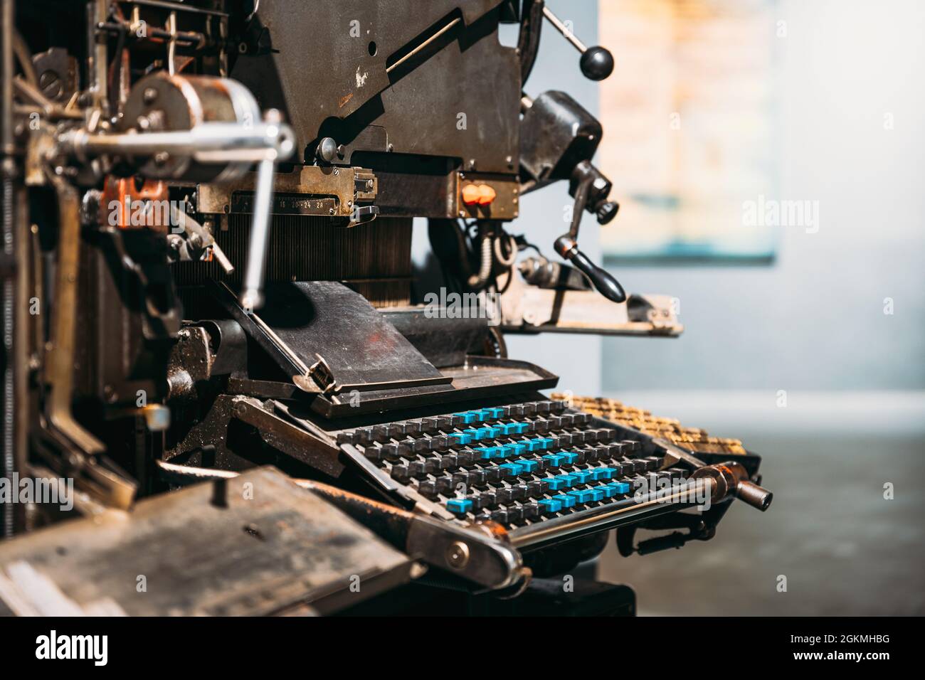 Typesetting Linotype Machine Produced In 1974. Detail. Paper Mill ...