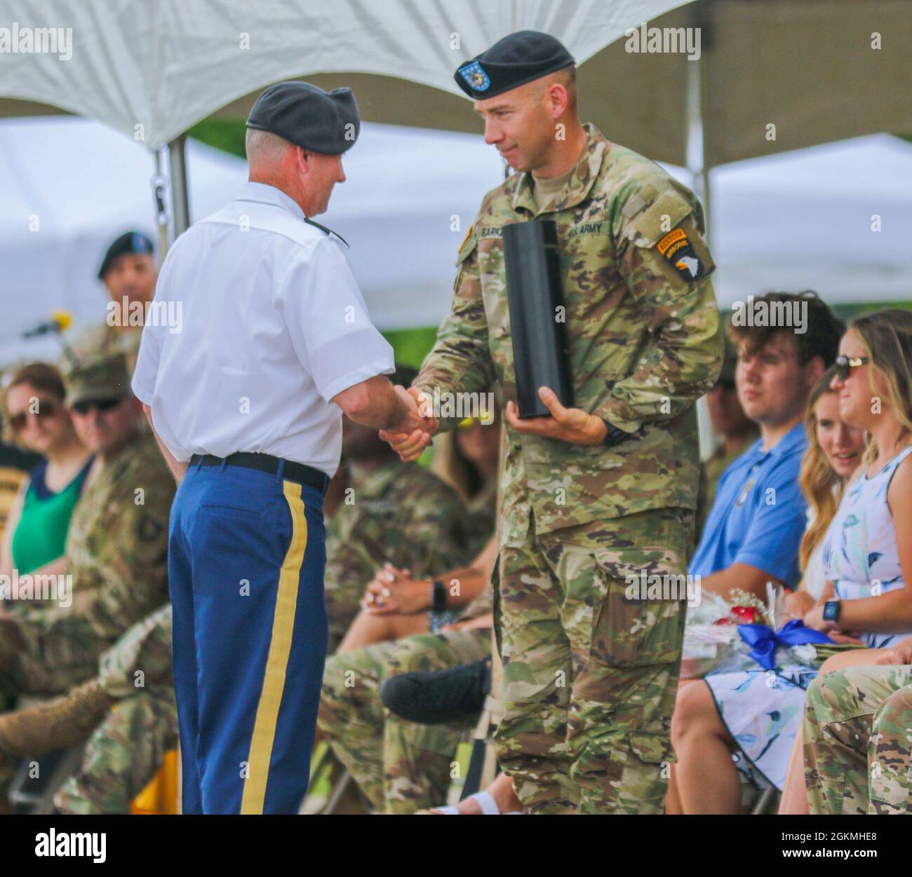 Command Sgt. Maj. Bryan Barker, outgoing Command Sgt. Maj. of the 101st Airborne Division (Air ...