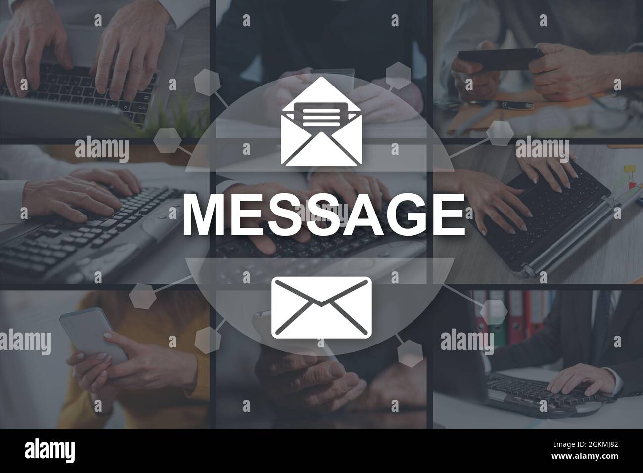 Message concept illustrated by pictures on background Stock Photo - Alamy