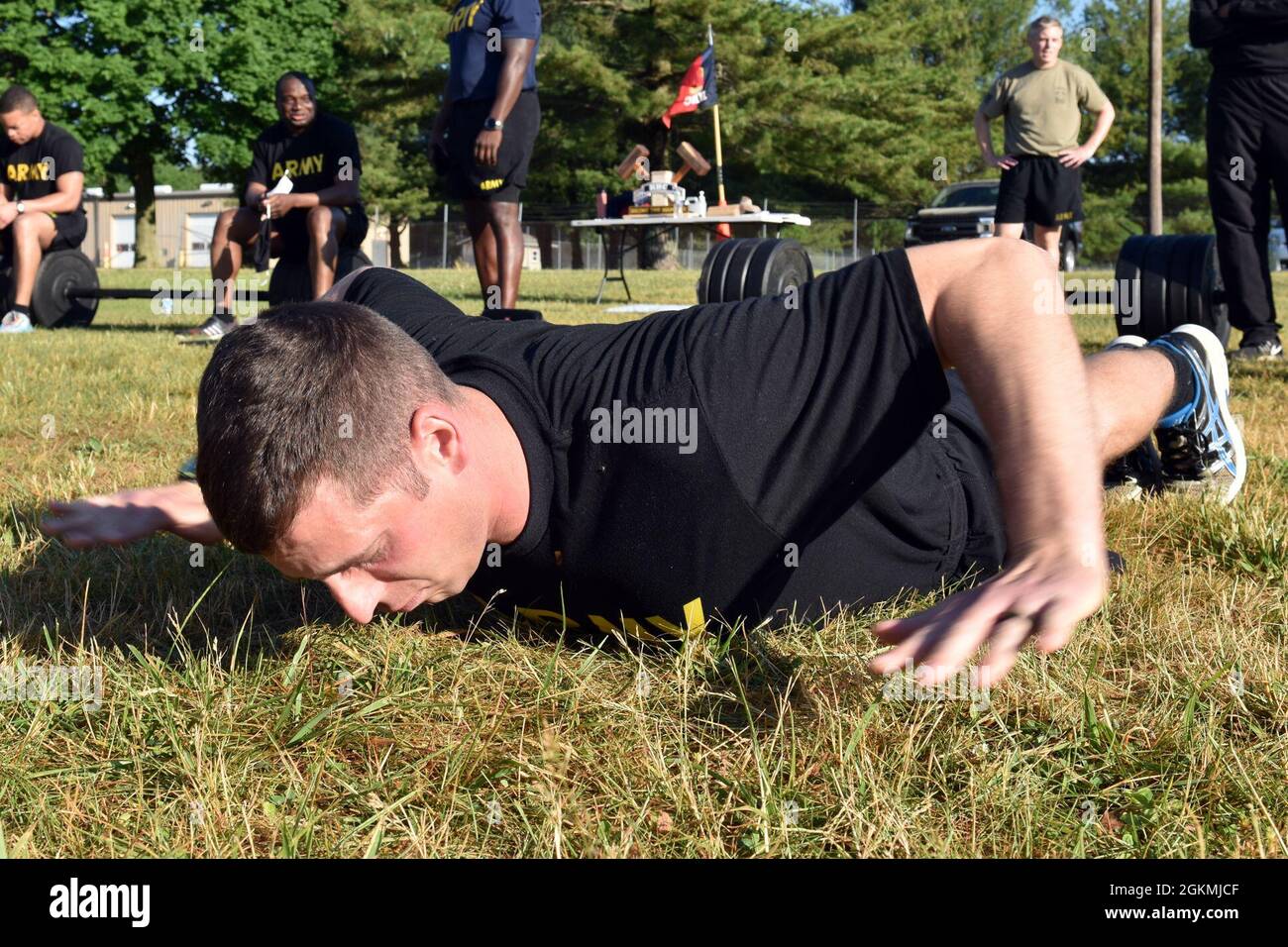 Capt. Adam Dorney, assigned to the 174th Infantry Brigade, conducts the ...