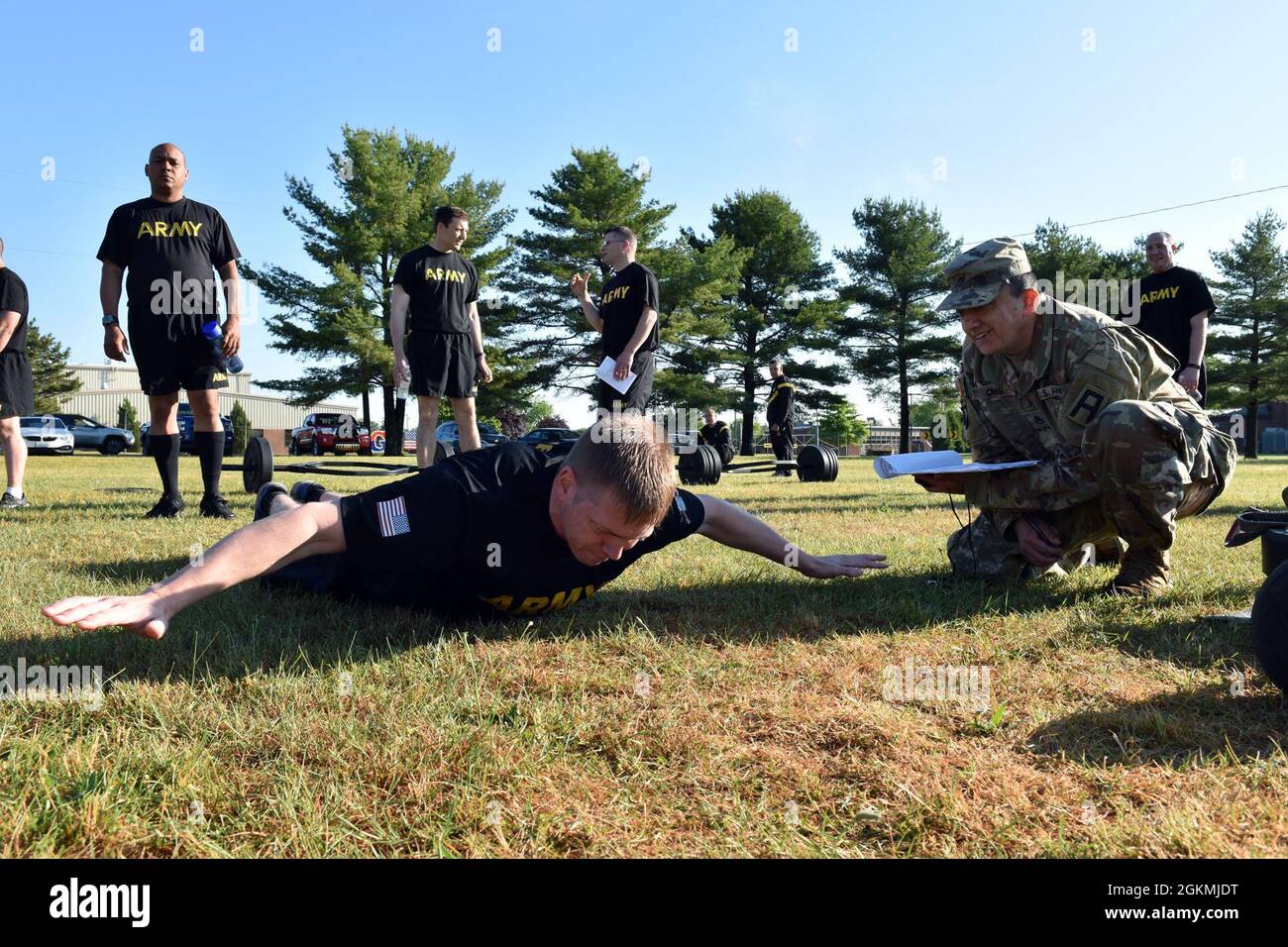 Maj. Robert Kerchofer, assigned to the 174th Infantry Brigade, conducts ...