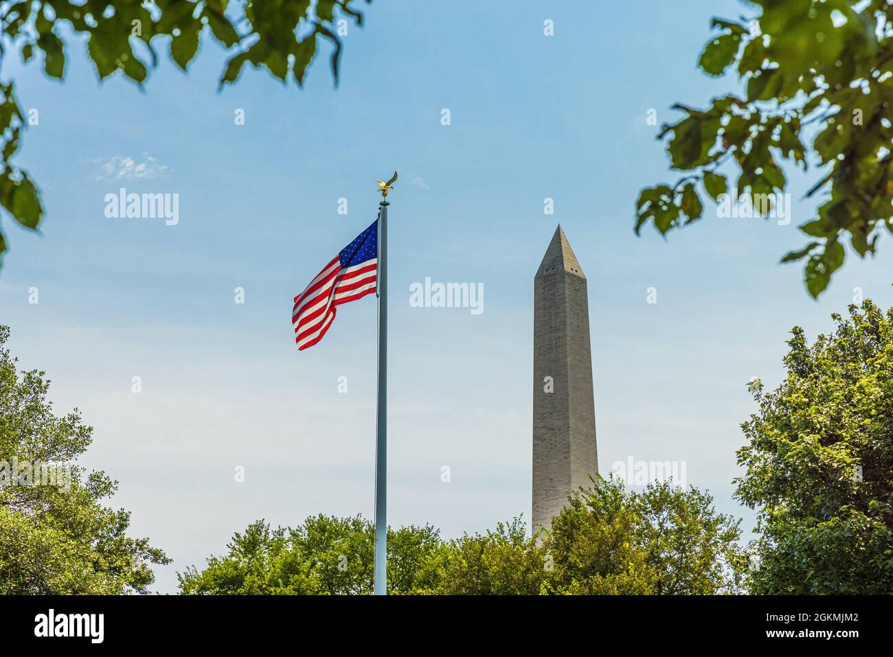 Washington Monument with American flag, Washington DC Stock Photo - Alamy