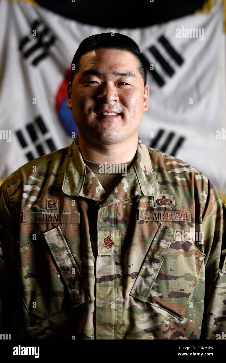 Maj. Samuel Han, 8th Comptroller Squadron commander, poses for a photo ...