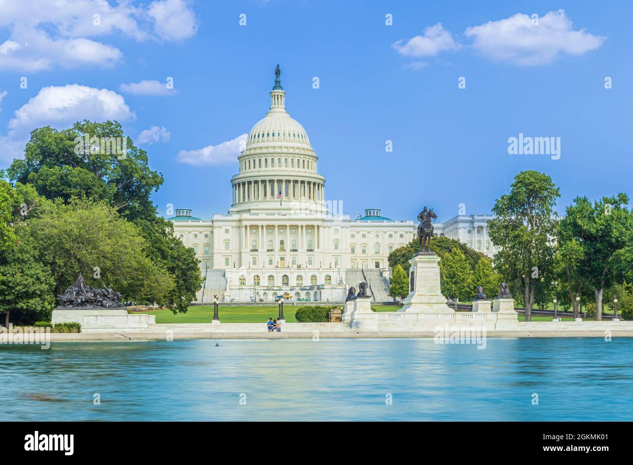 Capitol Building in Washington, DC, USA with leafy green summer trees ...
