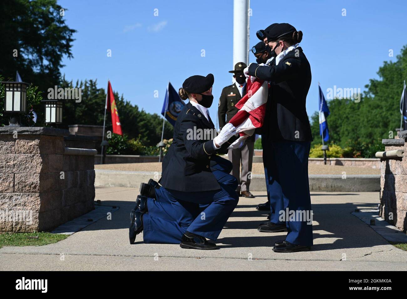 U.S. Army Advanced Individual Training Soldiers fold the United States ...
