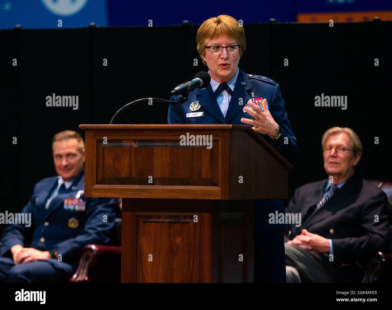 Air Force Lt. Gen. Dorothy Hogg, Air Force surgeon general, gives the ...